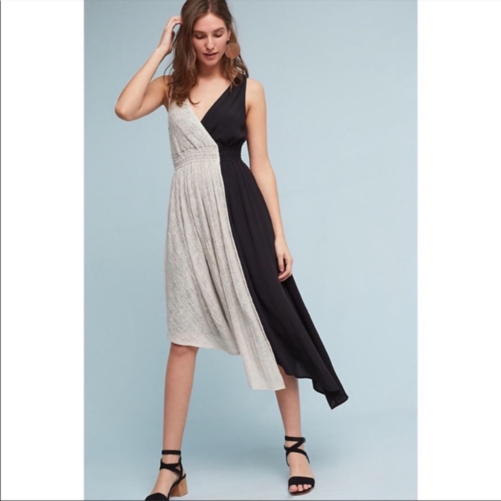 Anthropologie Elisabel Two Tone Asymmetrical Dress V-… - Gem
